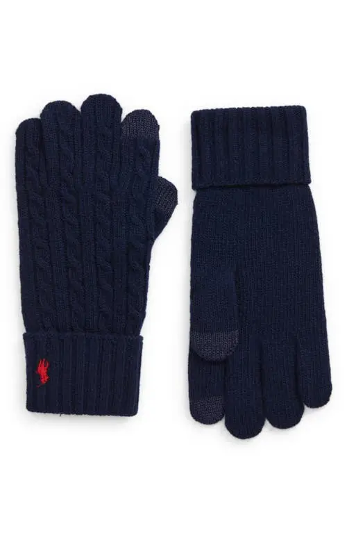 Ralph Lauren Cable Merino Wool Blend Gloves - Newport Navy