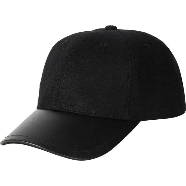 ALLSAINTS Leather Brim Baseball Cap - Black