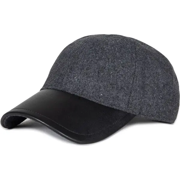 ALLSAINTS Leather Brim Baseball Cap - Grey
