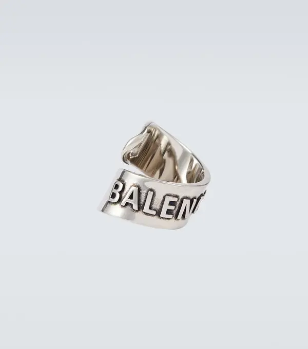 Balenciaga Logo Gourmette Ring In Silver - 40% Off | Editorialist