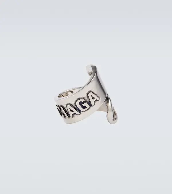 Balenciaga Logo Gourmette Ring In Silver - 40% Off | Editorialist