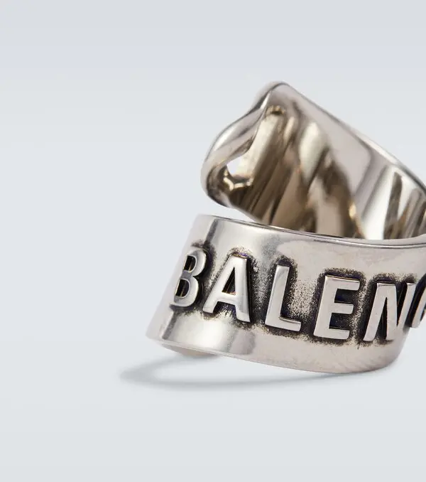 Balenciaga Logo Gourmette Ring In Silver - 40% Off | Editorialist