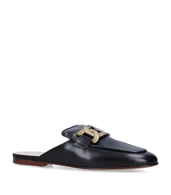 TOD'S Leather Slippers - Black