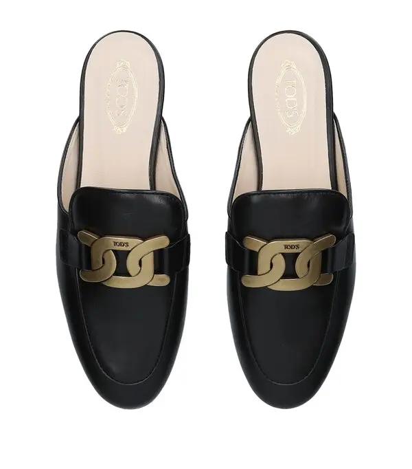 TOD'S Leather Slippers - Black