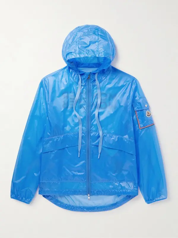 Moncler Ebizo Logo-print Nylon-ripstop Hooded Jacket - Blue