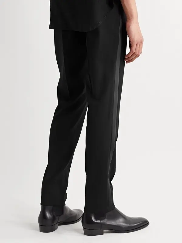 Saint Laurent Slim-fit Grain De Poudre Trousers - Black