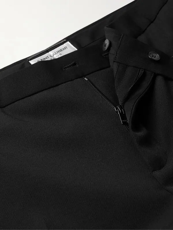 Saint Laurent Slim-fit Grain De Poudre Trousers - Black