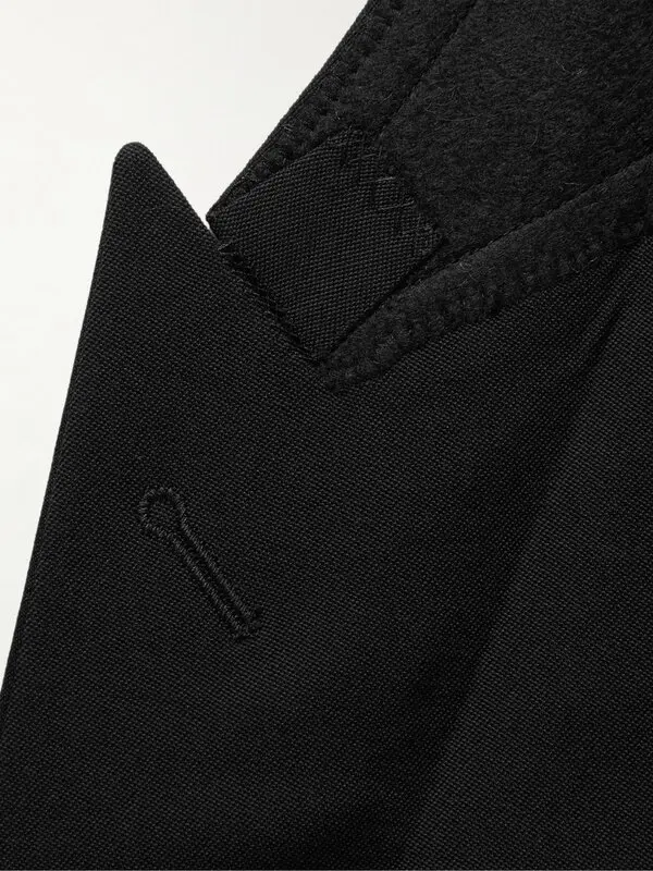 Saint Laurent Slim-fit Satin-trimmed Wool Blazer - Black