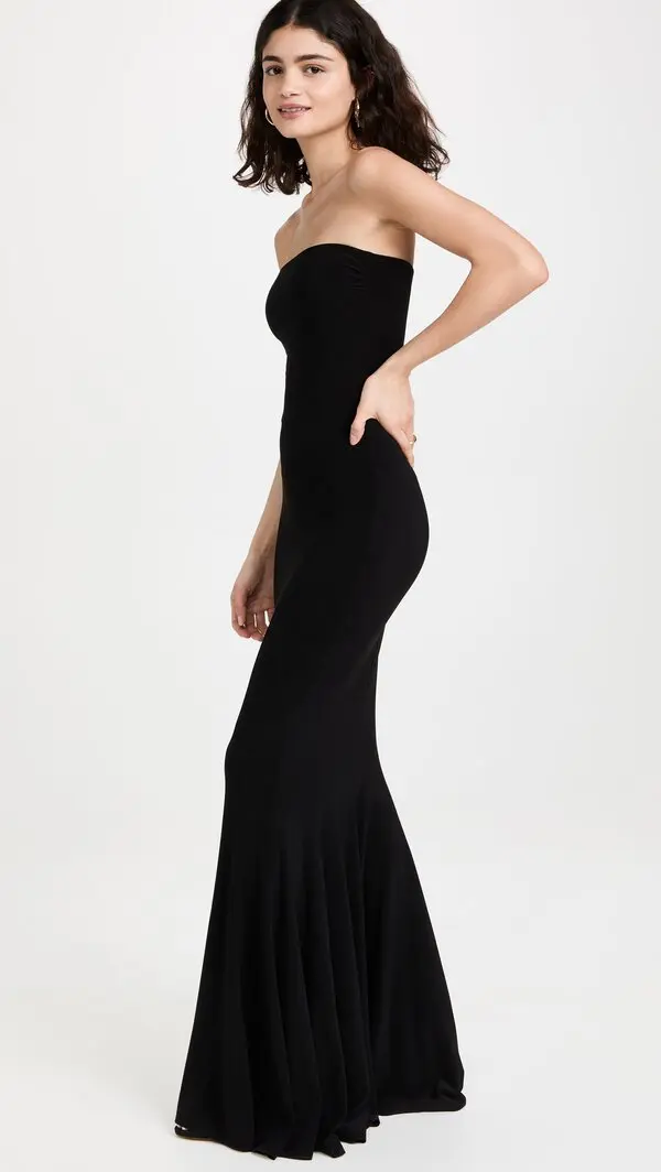 Norma Kamali Strapless Fishtail Gown - Black