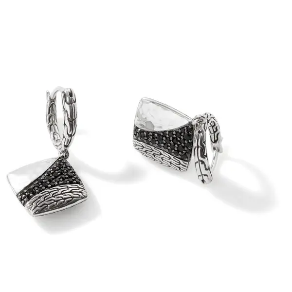 John Hardy Carved Chain Drop Earrings Pav
