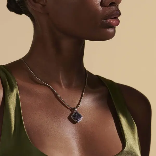 John Hardy Carved Chain Pendant Necklace Pav