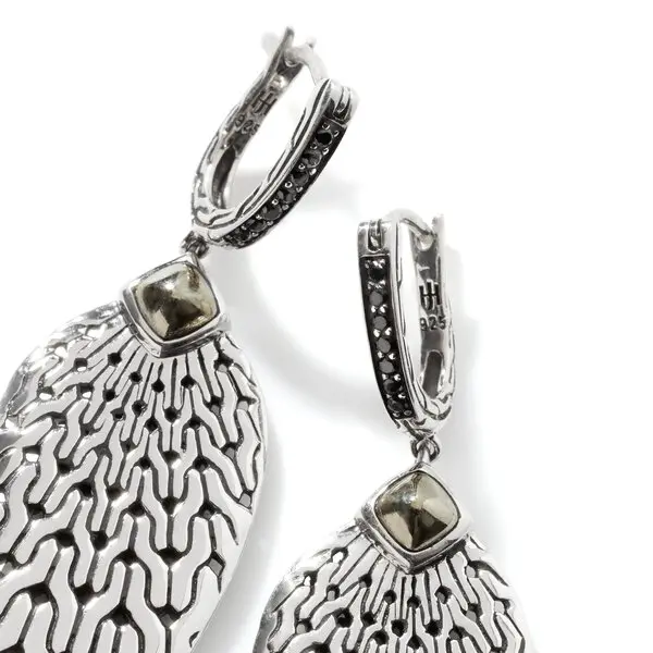 John Hardy Carved Chain Drop Earrings Pav