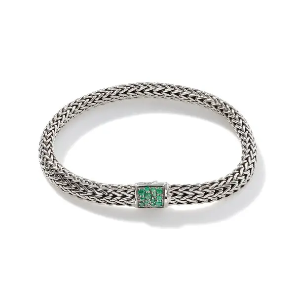 John Hardy Woven Chain Bracelet With Gemstones - Sterling Silver