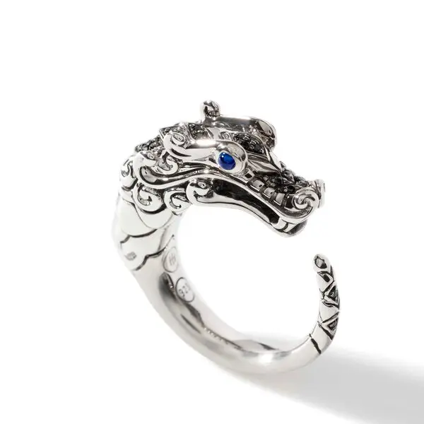 John Hardy Naga Ring With Black Spinel And Lapis Lazuli