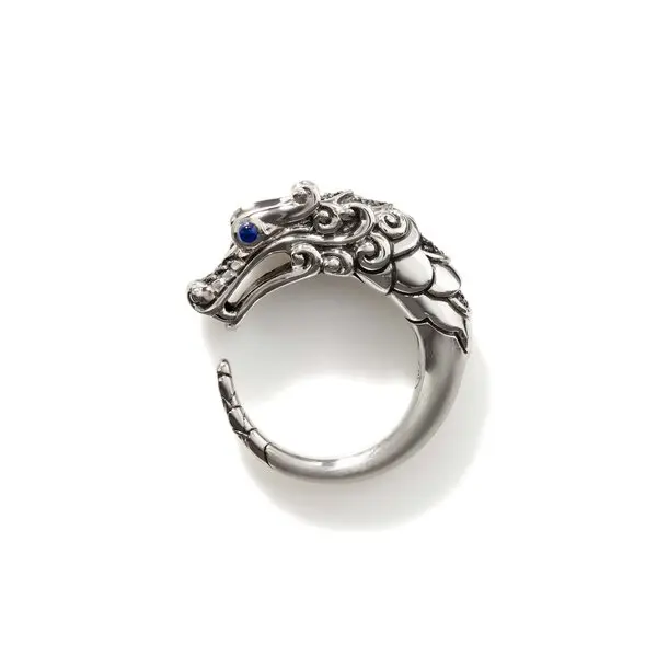 John Hardy Naga Ring With Black Spinel And Lapis Lazuli