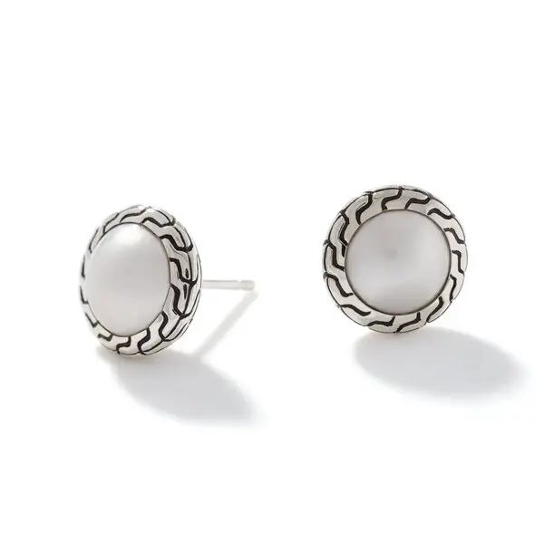 John Hardy Pearl Stud Earrings - Sterling Silver
