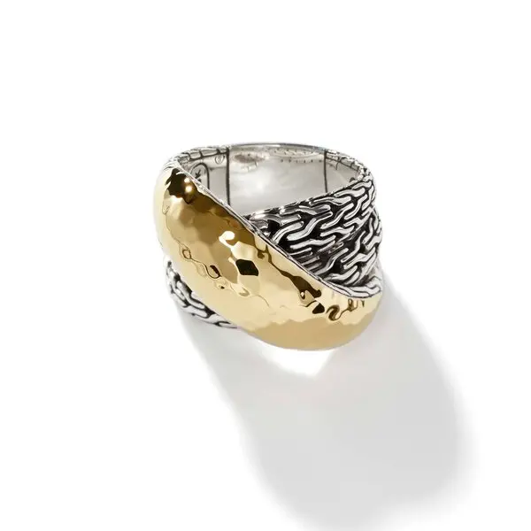 John Hardy Palu Crossover Ring In Gold And Silver - Sterling Silver