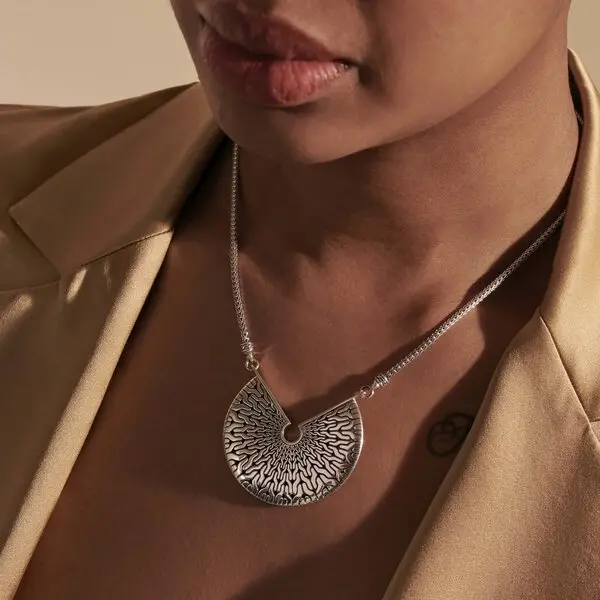 John Hardy Carved Chain Pendant Necklace