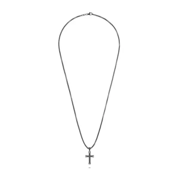 John Hardy Cross Pendant Necklace, Dark Diamonds