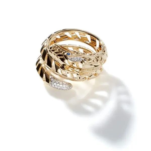 John Hardy Naga Dragon Ring With Diamonds And Sapphires In 18k