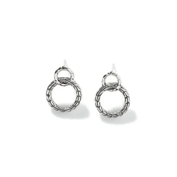John Hardy Carved Chain Interlink Stud Earrings - Silver