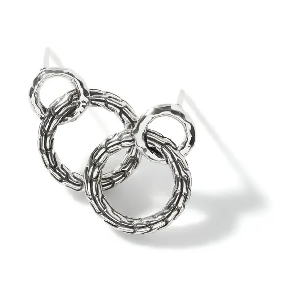 John Hardy Carved Chain Interlink Stud Earrings
