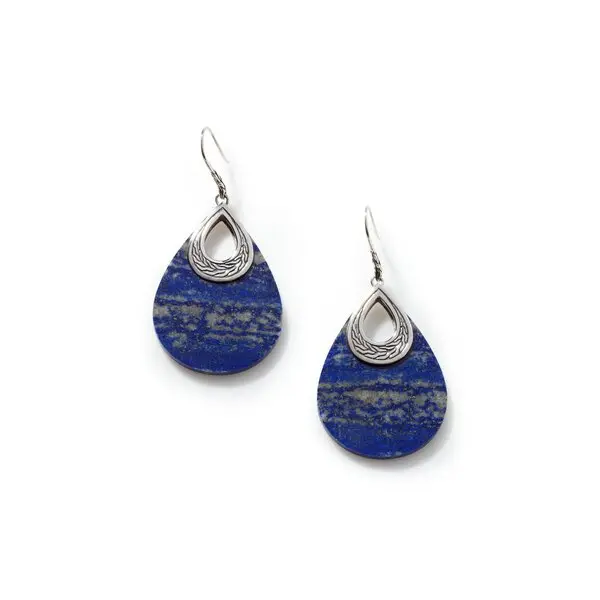 John Hardy Carved Chain Teardrop Earrings