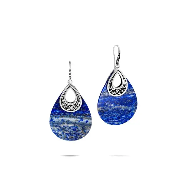 John Hardy Carved Chain Teardrop Earrings