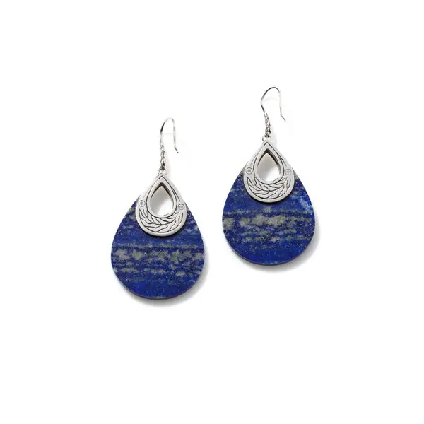 John Hardy Carved Chain Teardrop Earrings