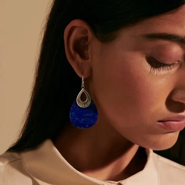 John Hardy Carved Chain Teardrop Earrings