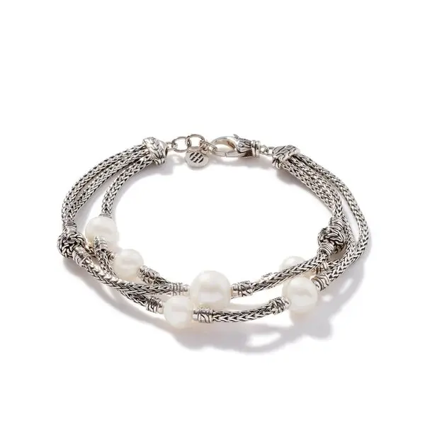 John Hardy Pearl Triple Row Bracelet - Sterling Silver