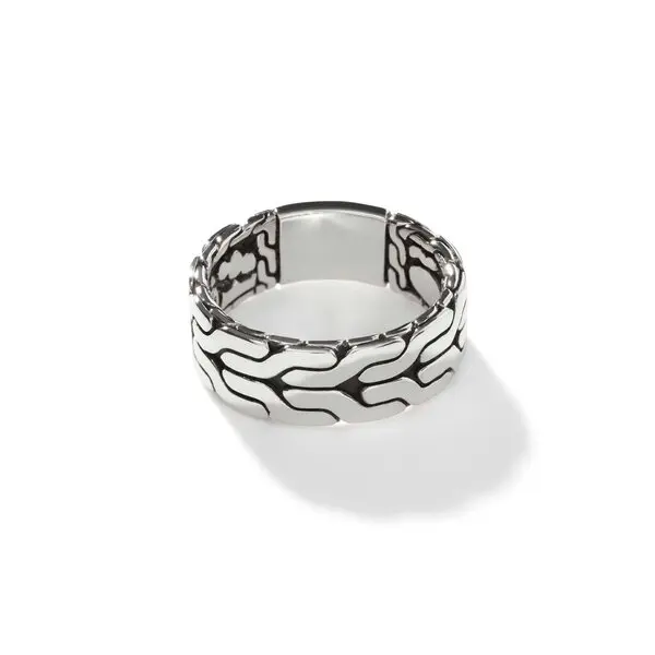 John Hardy Carved Chain Band Ring - Sterling Silver