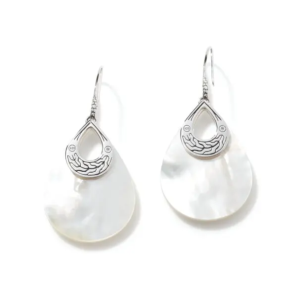 John Hardy Dot Drop Earrings Pearl