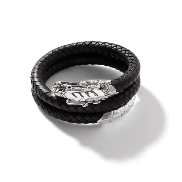 John Hardy Naga Cuff Leather - Sterling Silver