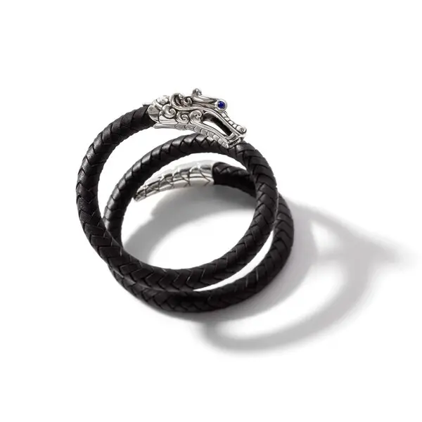 John Hardy Naga Double Coil Leather Bracelet With Dragon