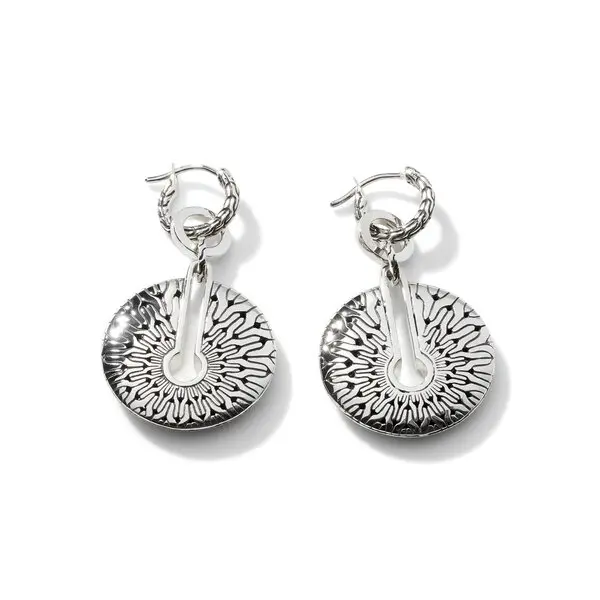 John Hardy Carved Chain Convertible Drop Earrings - Silver