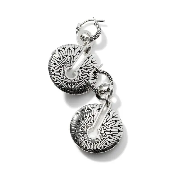 John Hardy Carved Chain Convertible Drop Earrings