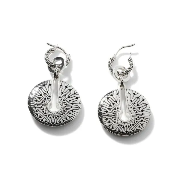 John Hardy Carved Chain Convertible Drop Earrings