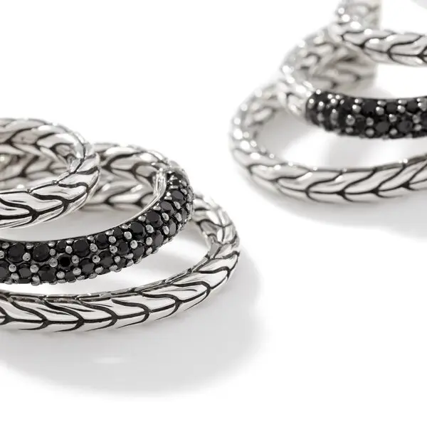 John Hardy Carved Chain Hoop Earrings Pav