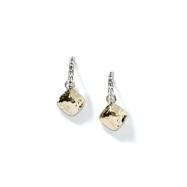 John Hardy Carved Chain Palu Drop Earrings Gold - Silver