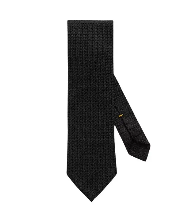 Eton Textured Woven Silk Tie - Black