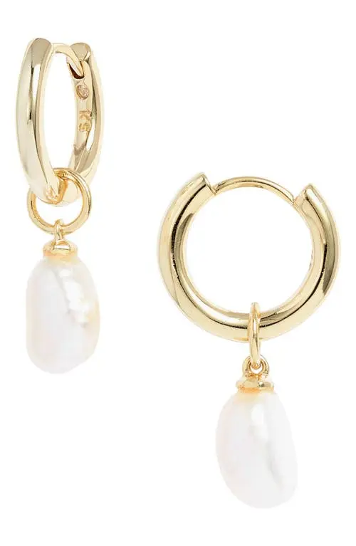 Kendra Scott Willa Baroque Pearl Huggie Earrings - White Pearl