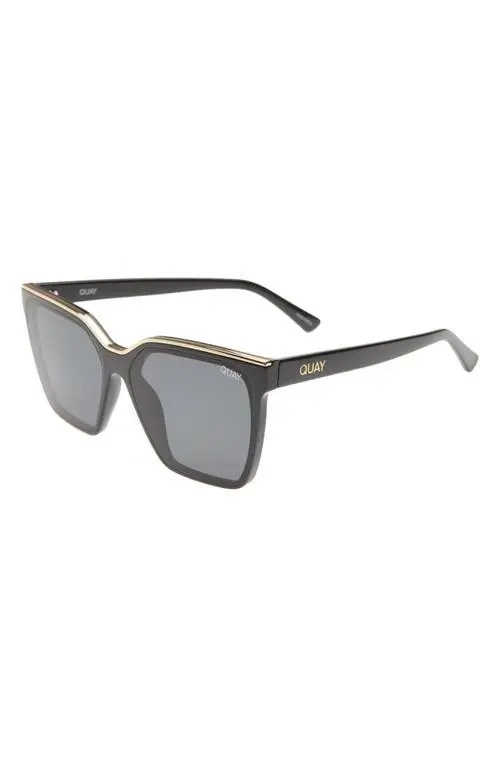 Quay Level Up 60mm Square Polarized Sunglasses - Black Gold/smoke Polarized