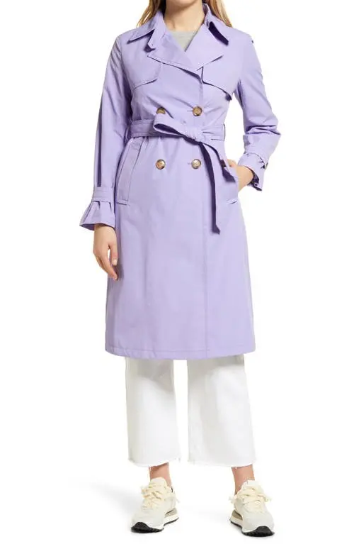 Sam Edelman Double Breasted Nylon Trench Coat - Lavender