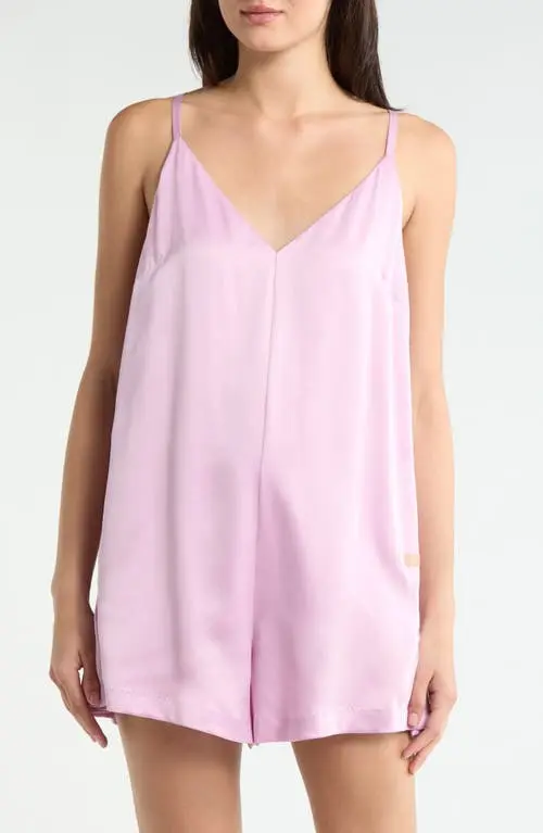 Lunya Washable Silk Pajama Romper - Lilac Bloom
