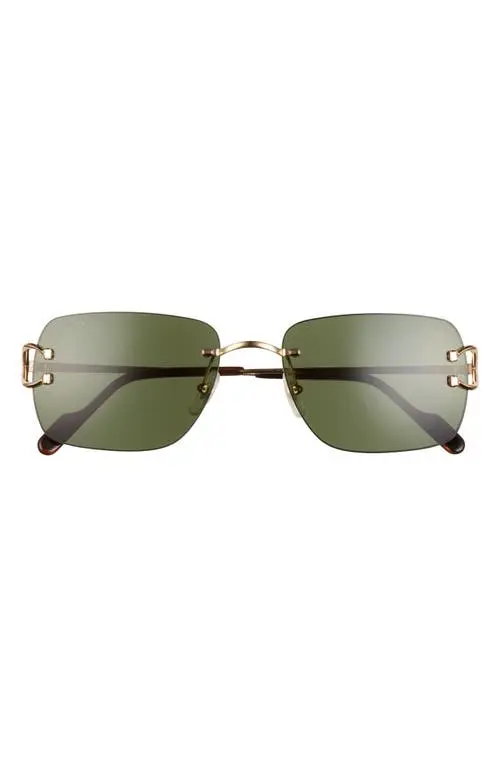 Cartier 59mm Rimless Rectangular Sunglasses - Gold