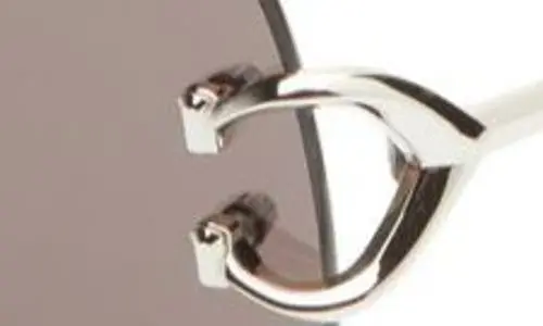 Cartier 59mm Rimless Rectangular Sunglasses - Silver
