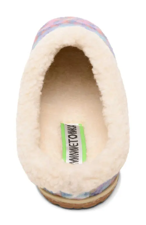 Minnetonka Spruce Faux Fur Slipper - Orange Sunset