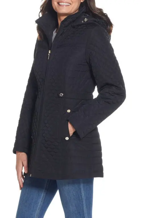 Gallery Quilted Water Resistant Hooded Jacket - Black