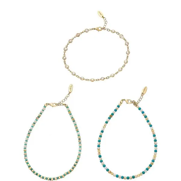 Ettika Set Of 3 Anklets - Gold